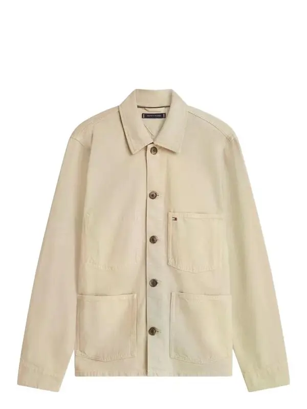 Tommy Hilfiger Flag Embroidered Denim Chore Jacket - Neutrals