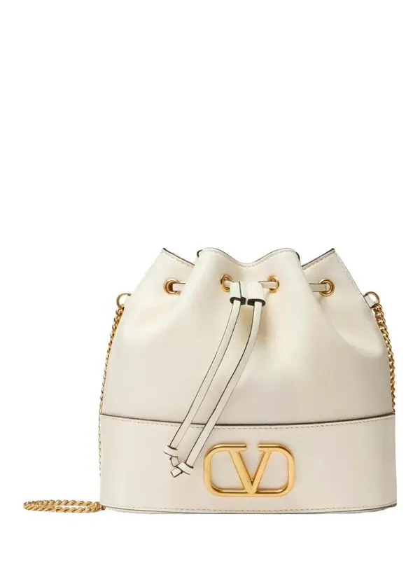 Valentino Garavani Mini Vlogo Signature Bucket Bag In Nappa Leather - Neutrals