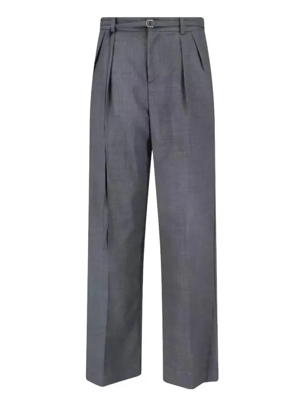 EUDON CHOI Belted Pleated Trousers - Grey