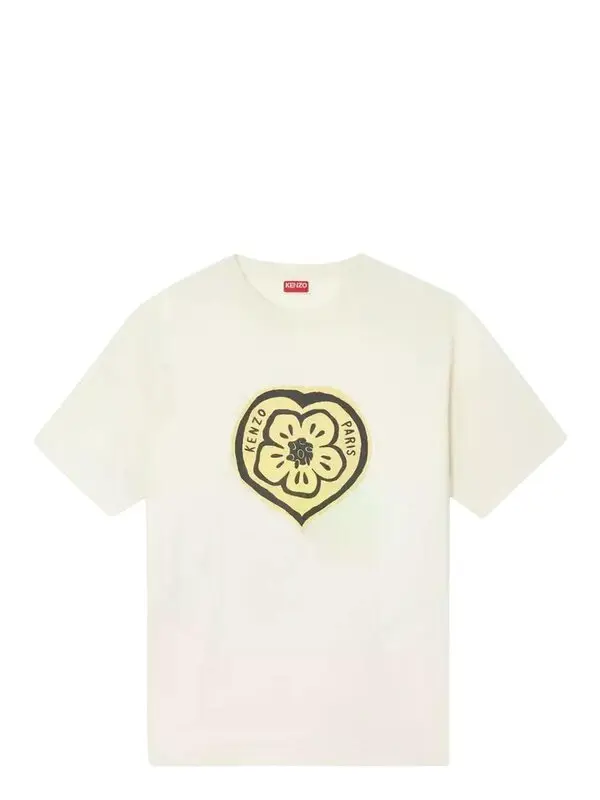 Kenzo Boke Heart Flower-print T-shirt - Neutrals