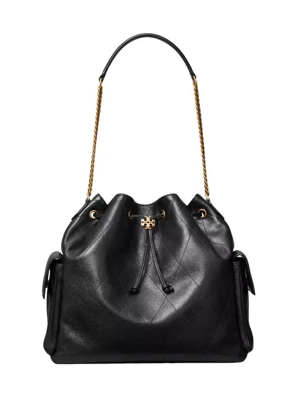 Tory Burch Large Quilted Drawstring Shoulder Bag - Black