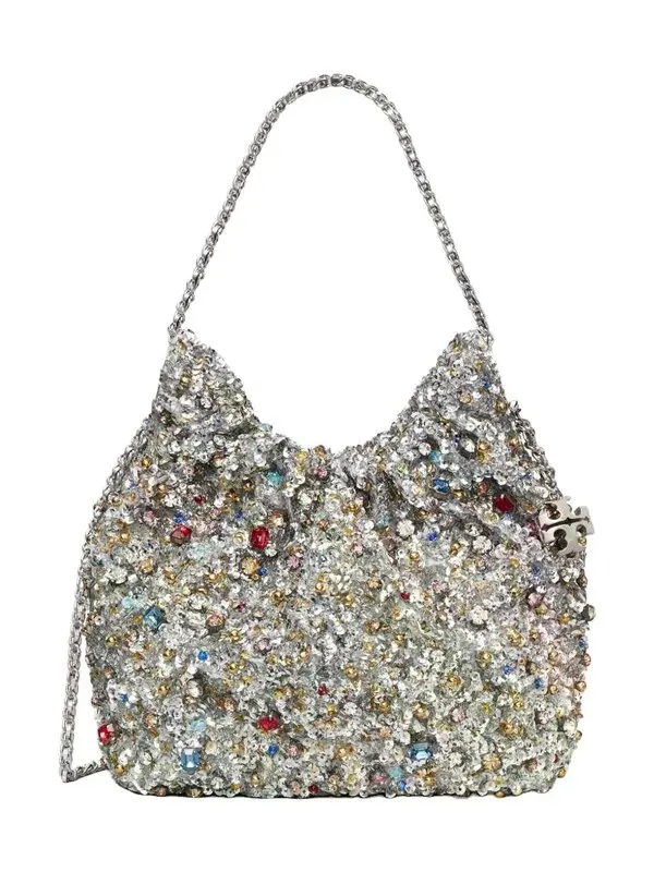 Tory Burch Mini Fleming Embellished Bag - Silver
