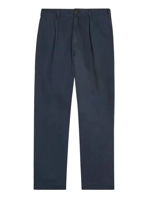 DRAKE'S Herringbone Pleat Trousers - Blue