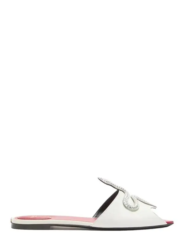 Valentino Garavani Coeur Vipère Kidskin Slide Sandals - White