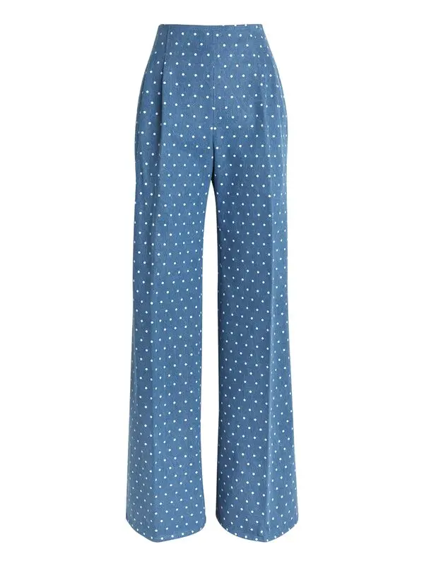 Carolina Herrera Cotton Polka Dot Marisole Trousers - Blue
