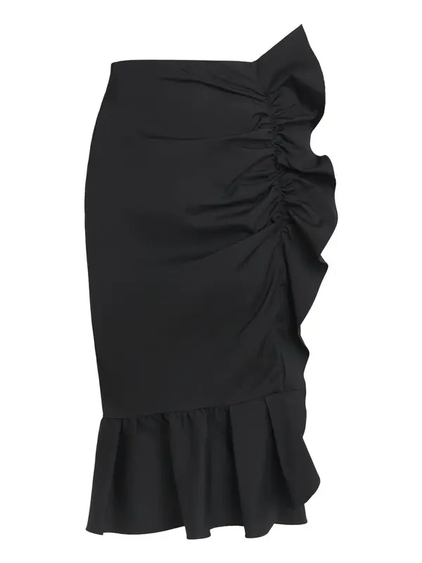 Carolina Herrera Cotton-blend Ruffle Midi Skirt - Black