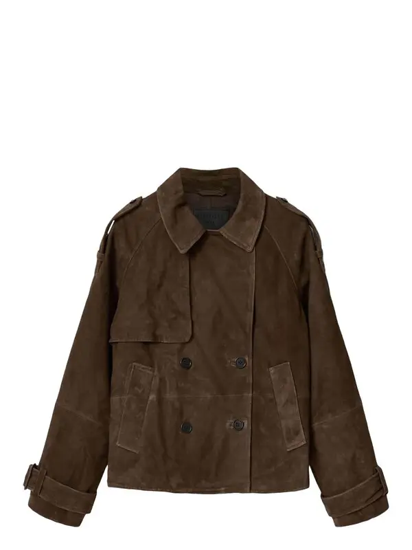 ALLSAINTS Suede Reya Mackintosh Jacket - Brown