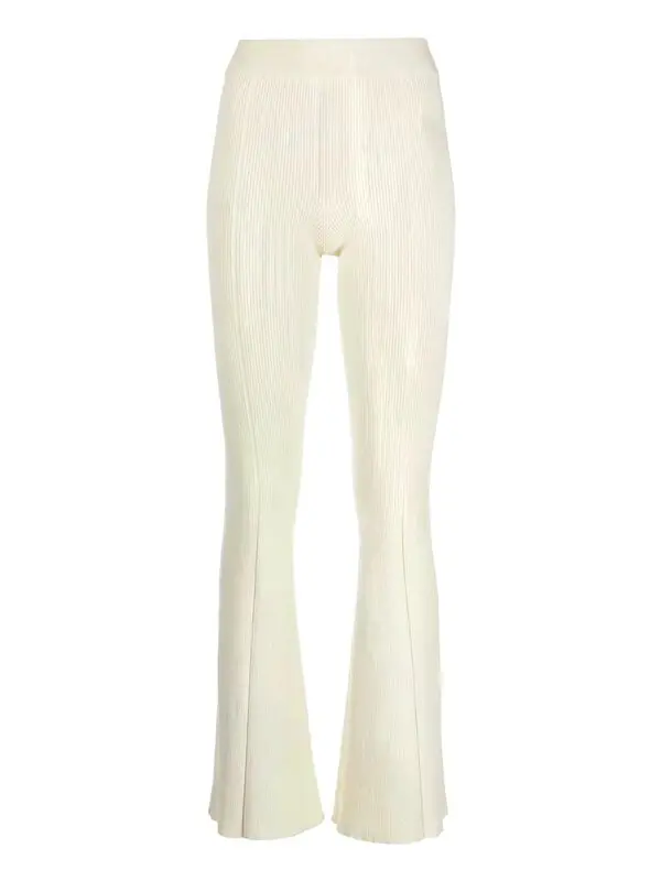AERON Ribbed-knit Flared Trousers - Neutrals