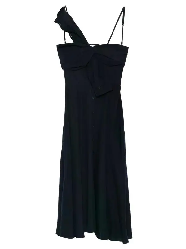 Viktor & Rolf Bow Draped Flared Midi Dress - Blue