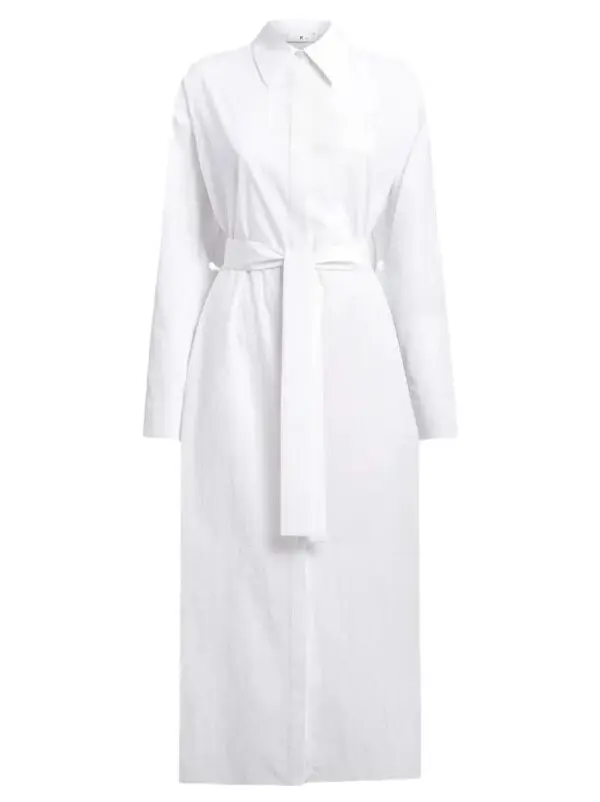 PT TORINO Emilia Belted Shirt Midi Dress - White
