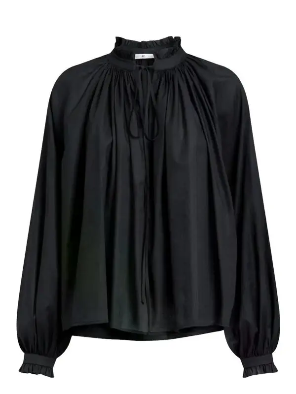 PT TORINO Claudia Ruffled Tie-fastening Blouse - Black
