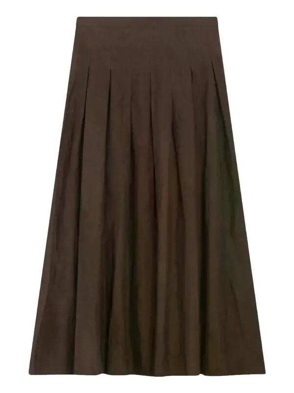 PT TORINO Knife-pleat High-waisted Midi Skirt - Brown