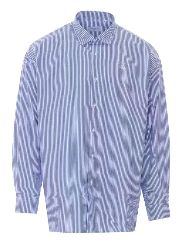 FAMILY FIRST Striped Heart-embroidered Shirt - Blue