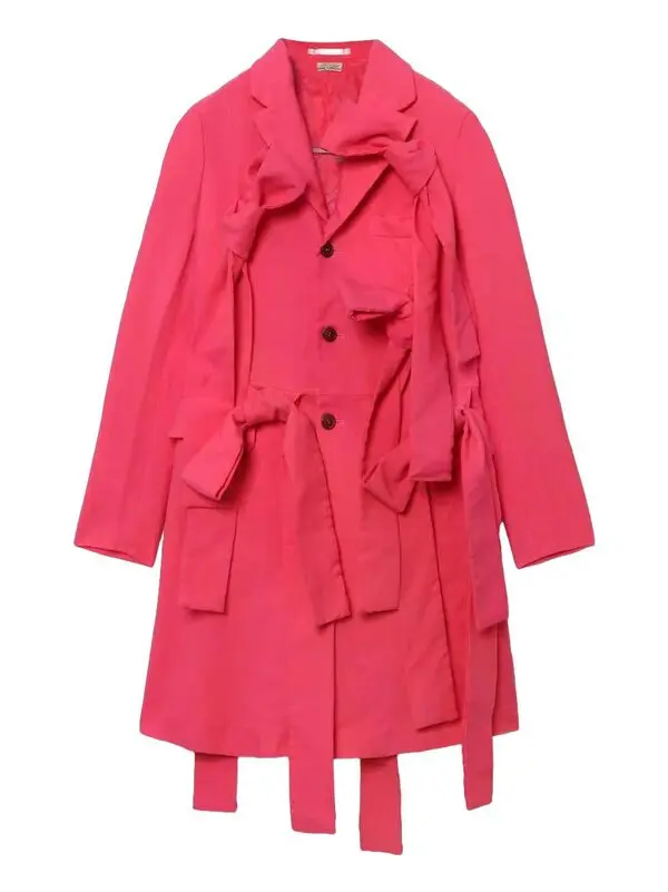 Comme Des Garçons Bow-detailed Long Sleeve Coat - Pink