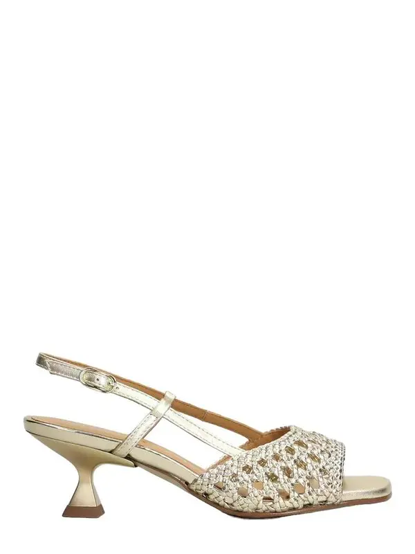 PEDRO MIRALLES Woven Slingback Heeled Sandals - Gold
