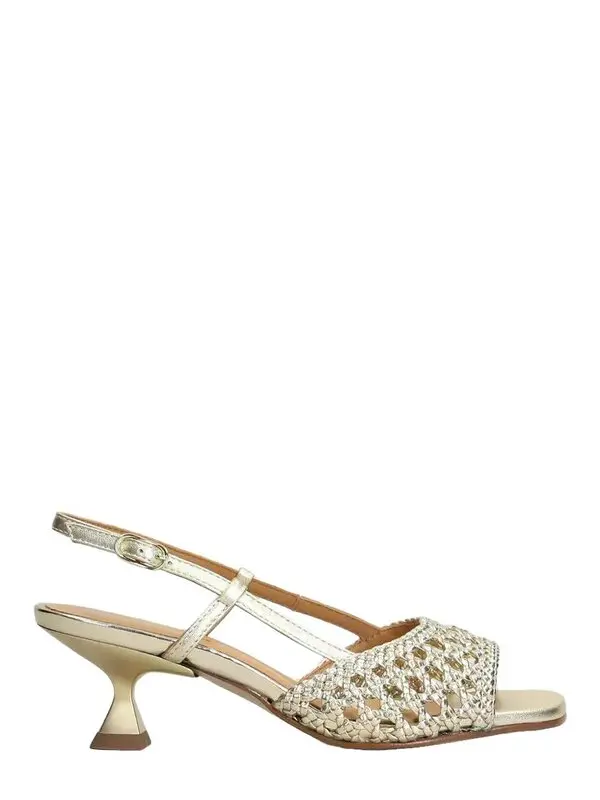 PEDRO MIRALLES Woven Slingback Heeled Sandals - Gold