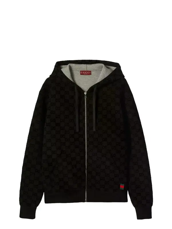 Gucci Gg Supreme Canvas Zip-up Hoodie - Black