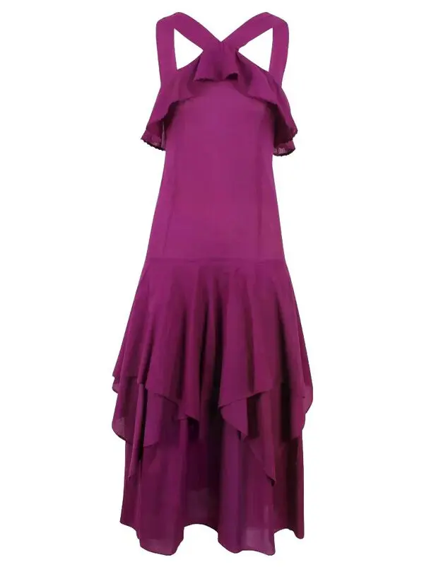Filippa K Ruffled Tiered Midi Dress - Purple