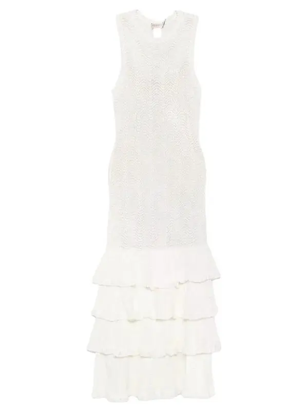 TWINSET Ruffled Midi Dress - White