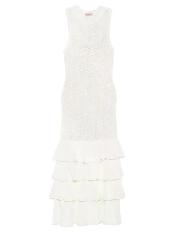TWINSET Ruffled Midi Dress - White