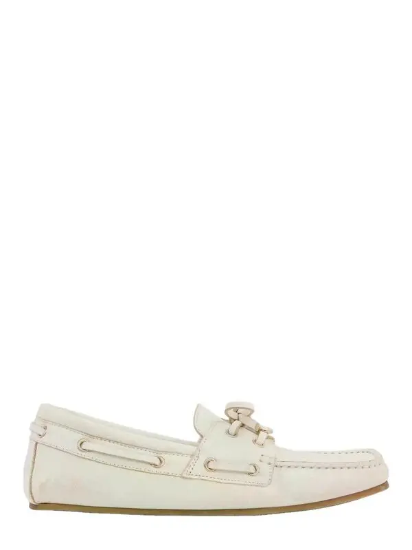 Gucci Logo Plaque Boat Shoes - White