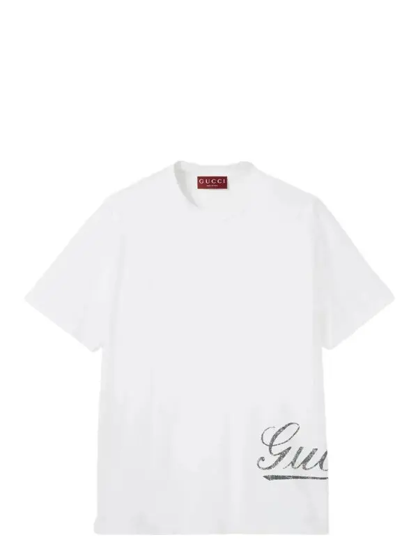 Gucci Logo Lettering Ribbed T-shirt - White