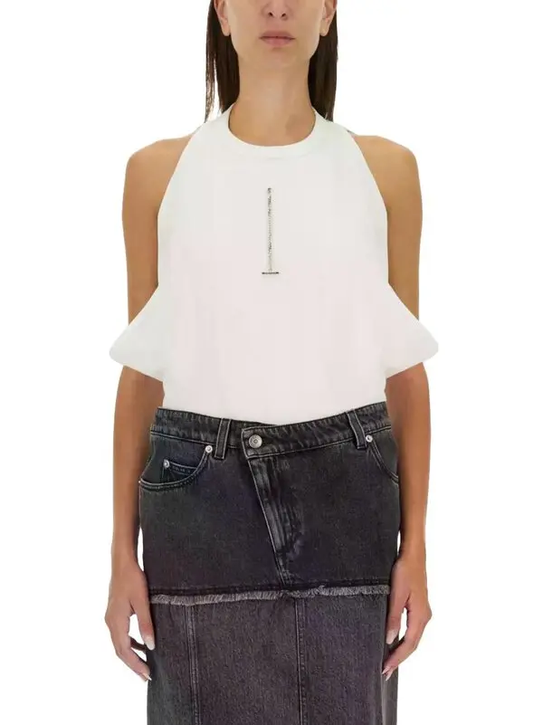 Alexander McQueen T-bar Ribbed Tank Top - White