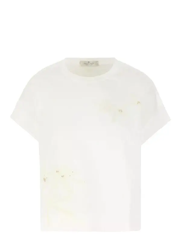 PANICALE Sequin-embellished Embroidered T-shirt - Neutrals