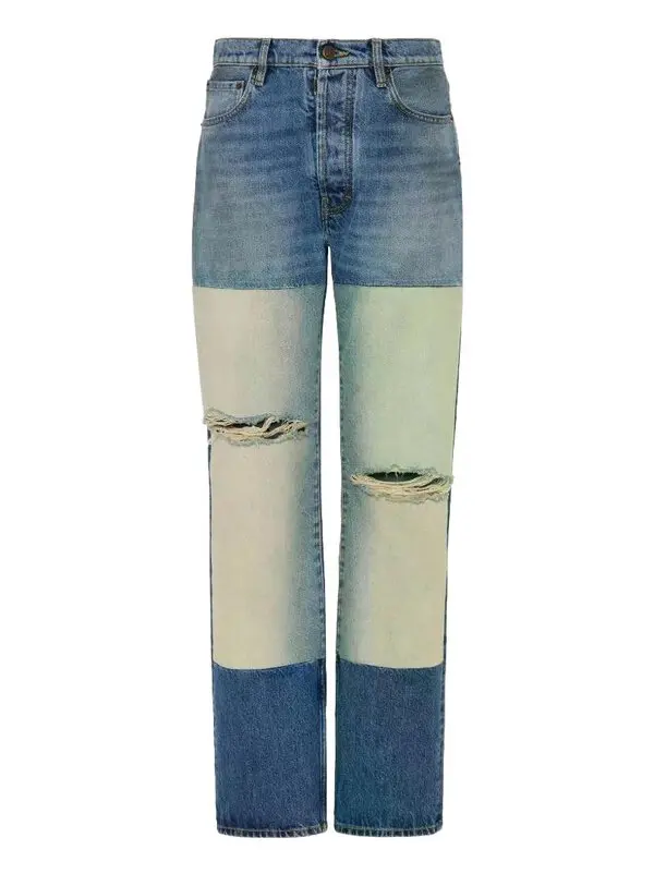 MAISON MARGIELA Distressed Patchwork Denim Jeans - Blue