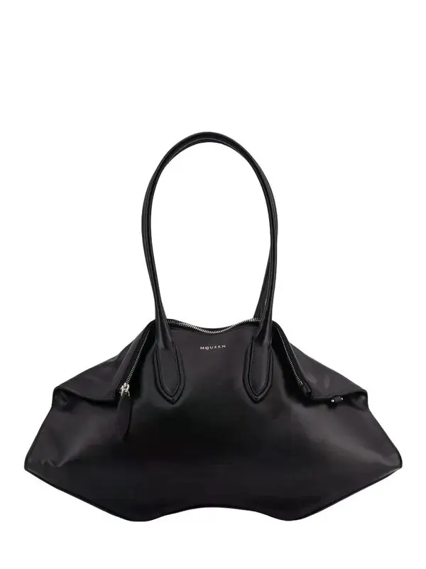 Alexander McQueen Manta Studded Leather Shoulder Bag - Black