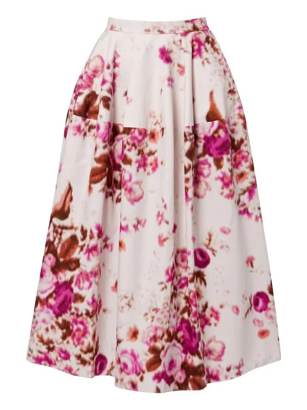 Erdem Floral Cotton Poplin Midi Skirt - Multicoloured