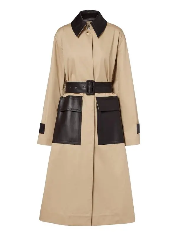 JOSEPH Zaman Leather-trimmed Cotton Trench Coat - Beige