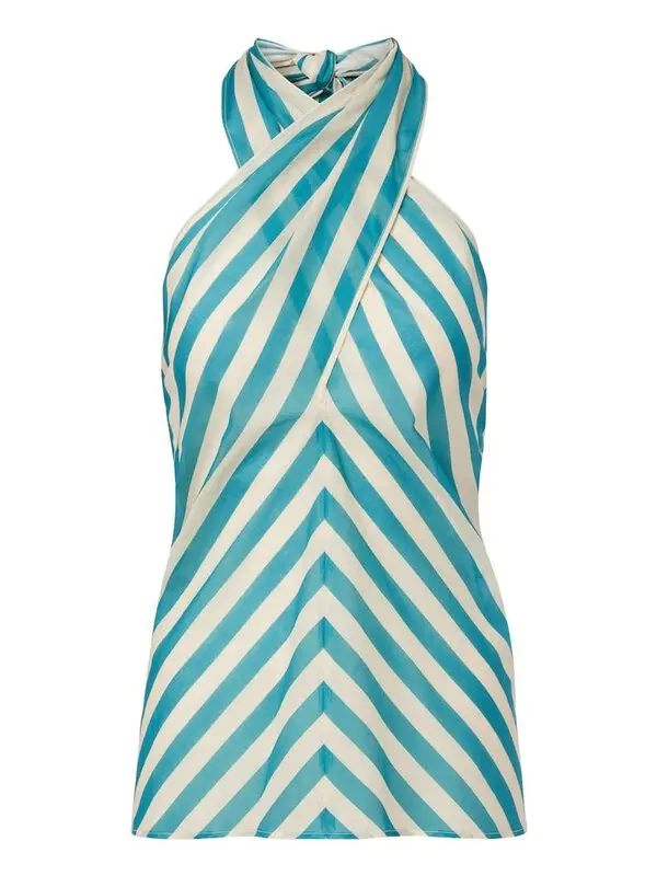 ERES Alter Ego Striped Cotton Voile Top - Blue