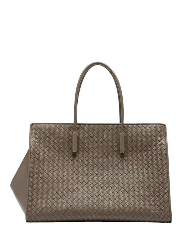 Bottega Veneta Barbara Medium Leather Top-handle Bag - Grey