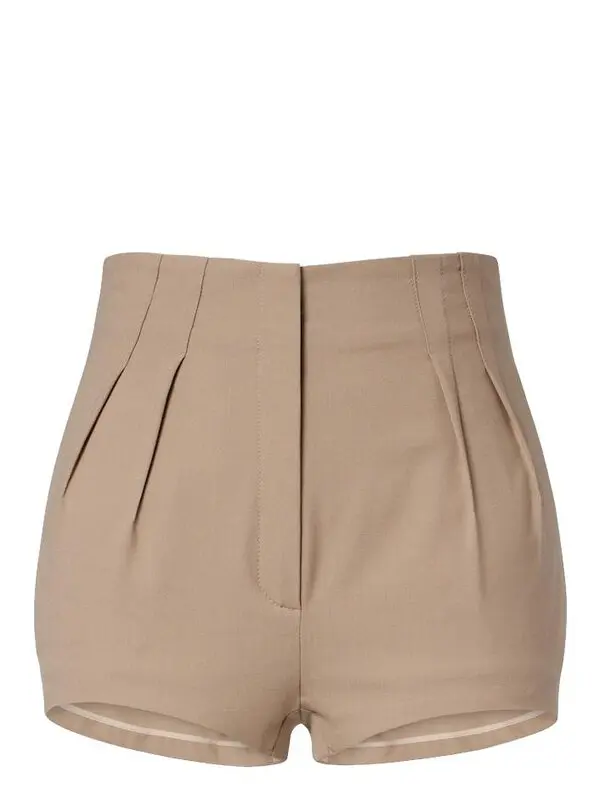 MUGLER Pleated Shorts - Beige