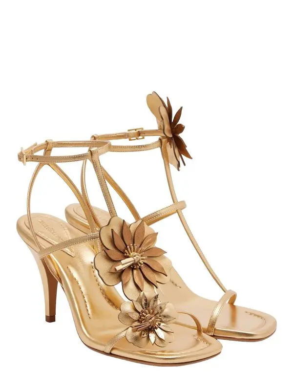 Zimmermann Belara Metallic Leather Sandals - Gold
