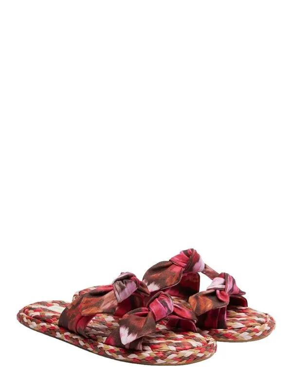 Zimmermann Chocolate Rose" Printed Espadrille Slides - Pink