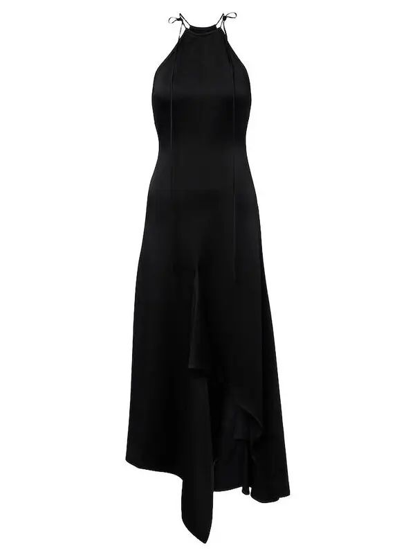 Victoria Beckham Asymmetric Crêpe Satin Midi Dress - Black