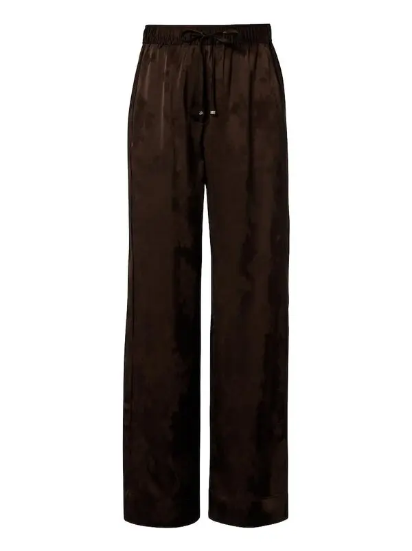 GANNI Satin Jacquard Wide-leg Pants - Brown