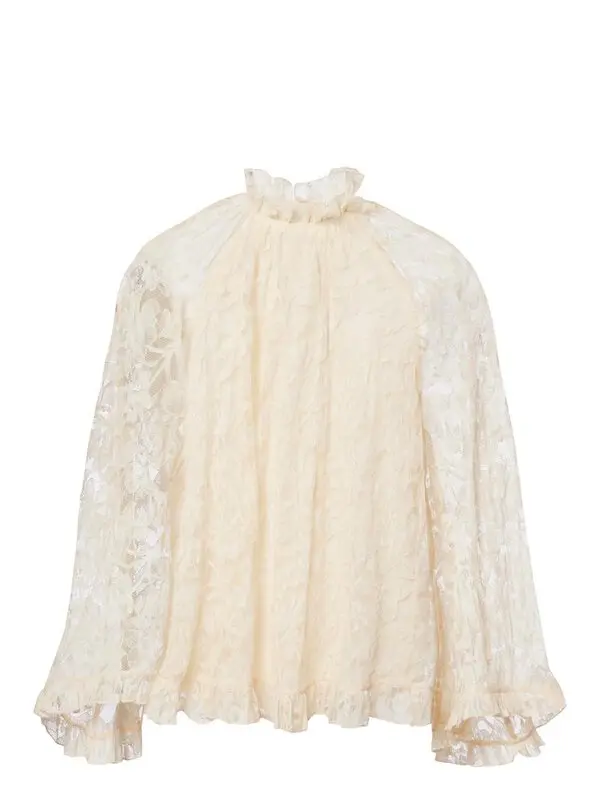 Zimmermann Carousel Ruffled Lace Blouse - White