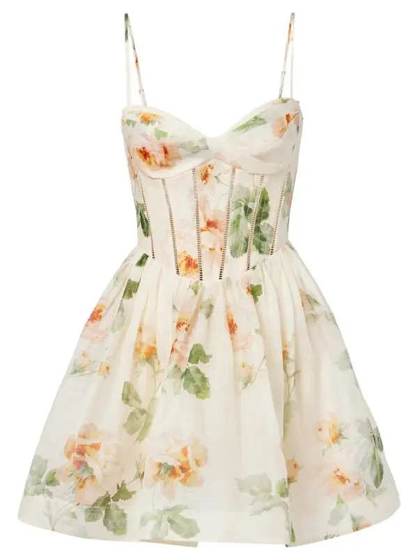 Zimmermann Carousel Floral Bustier Dress - White