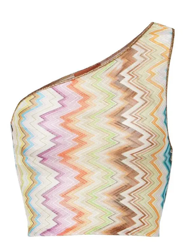 Missoni Zigzag One-shoulder Crop Top - Multicoloured