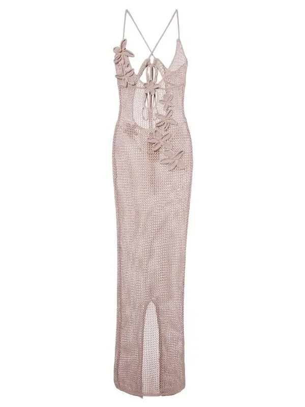 BANANHOT Hilsa Open-knit Lamé Maxi Dress - Pink