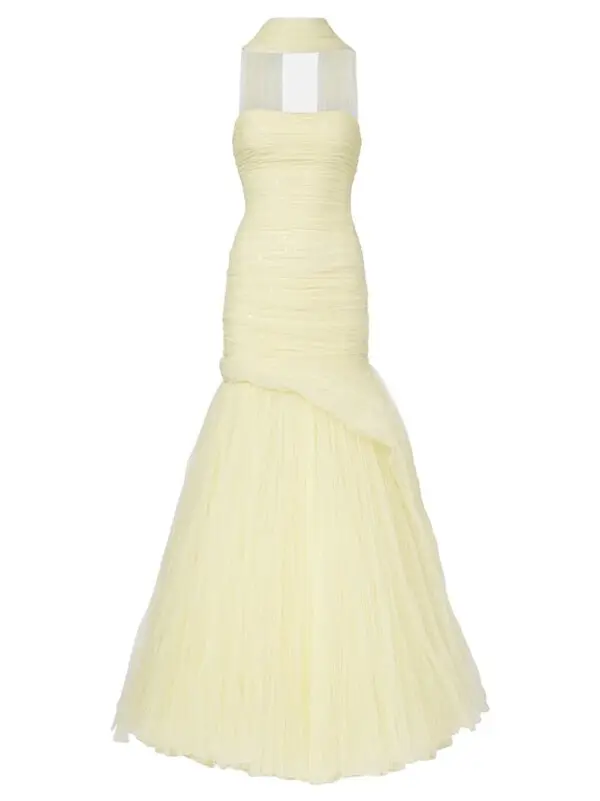 MARMAR HALIM Tulle Bustier Gown - Yellow