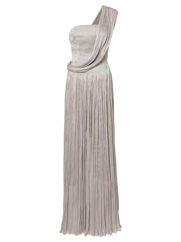 MARMAR HALIM Pleated Bustier Gown - Silver