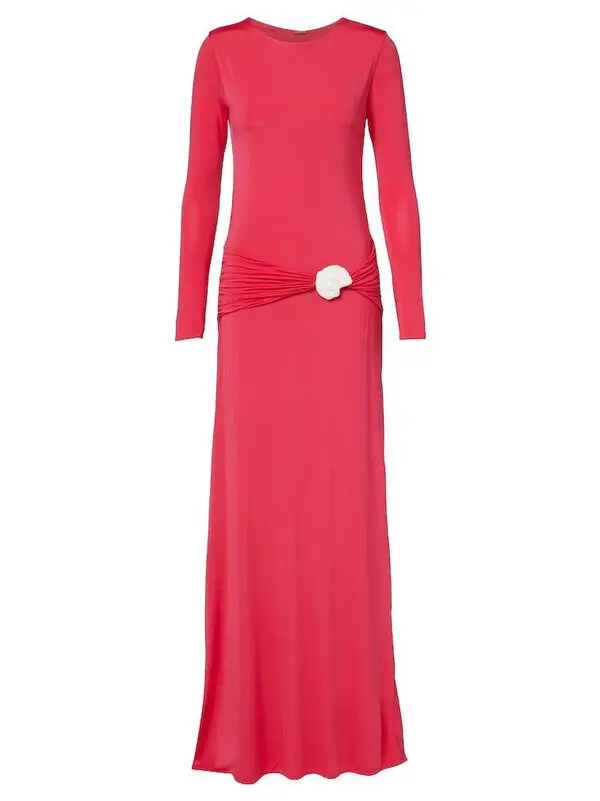 CALA DE LA CRUZ Eres Gathered Jersey Maxi Dress - Pink