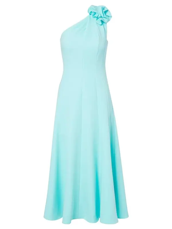 Roland Mouret Floral-appliqué One-shoulder Cocktail Dress - Blue