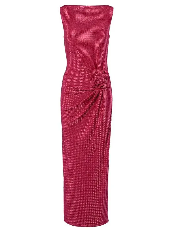 Roland Mouret Floral-appliqué Embellished Gathered Maxi Dress - Pink