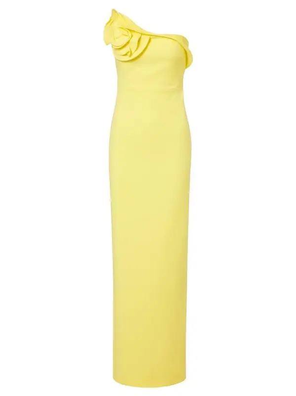 Roland Mouret Floral-appliqué Gown - Yellow
