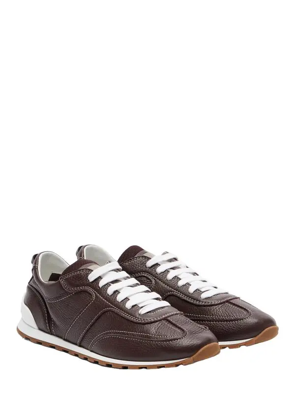 Brunello Cucinelli Monili Leather Sneakers - Burgundy